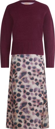 Cartoon Damen Midikleid 2er Set 42, Taupe/Violett