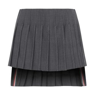 Thom Browne High Twist Wool Low Rise Pleated Mini Skirt - - Skirts - Damen - Grau - M