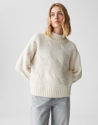 OPUS Strickpullover PORTREE Regular Fit mit Zopfmuster lockere Passform, weicher Griff, w&auml;rmend