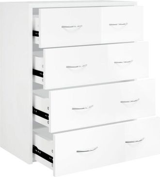 vidaXL Buffet avec 4 tiroirs 60x30,5x71 cm Blanc brillant Vidaxl