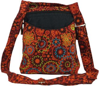Guru Shop Bestickte Ethno Schultertasche - Rot, Unisex - Erwachsene, Baumwolle, 26x20x7 cm