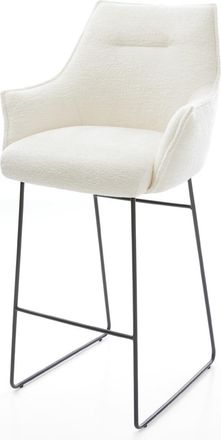 DELIFE Barstuhl Alja-Flex Boucl&eacute; Soft Beige Kufengestell Metall Schwarz Taschenfederkern, Barst&uuml;hle