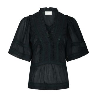 Neo Noir Marineblauer Voile Top mit Banddetails - - Blouses & Shirts - Damen - Blau - S