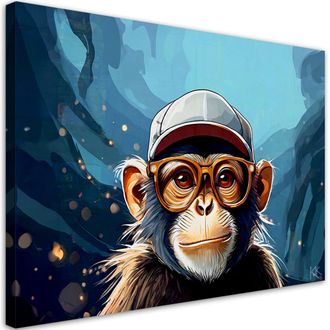 Feeby Vlies - Leinwand Bilder - Affe Pop Art - 60x40 cm - Deko Wohnzimmer - Wandbilder Schlafzimmer - Deko Aesthetic - Wand Deko - Leinwand Groß - Deko Zimm