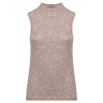 D.exterior Oberteil mit Pailletten und hohem Kragen - - Knitwear - Damen - Beige - XS