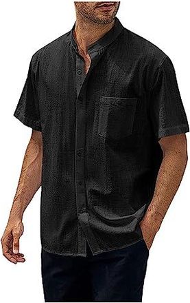 Generic Chemise d&eacute;contract&eacute;e &agrave; manches courtes pour homme, chemise classique confortable tendance et vintage, hauts basiques essentiels, hauts l&eacute;gers et respi