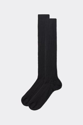 Calzedonia Lange Gerippte Herrensocken Mit Fil Decosse Schwarz
