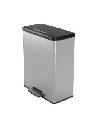 Curver DECO BIN Mülleimer, Kunststoff, Silber metallic, 65L