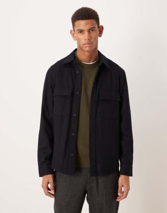 Mango Veste en laine mélangée avec poche - Bleu marine