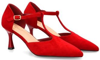 Shoes & Blues Chaussures à talon moyen avec bande en T pour femme. Élégantes, confortables et polyvalentes. Design type salon. Idéales pour lhiver. Fermeture à bouc