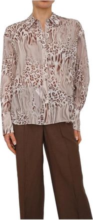 Blugirl Femme, Blouses et Chemises, Multicolore, Taille: 44 FR Camicia Dritta Seta Stretch Animalier