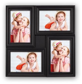 ZEP S.r.l H032B Malaga Cadre Photo Multi Vues Avec 4 Photos R&eacute;sine Noir 10 x 15 cm