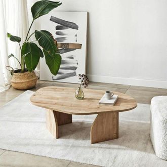 Pier Import Table basse design effet bois, forme organique galet MARFA