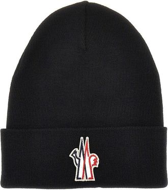 Moncler Logo patch wool beanie hat Man One Size