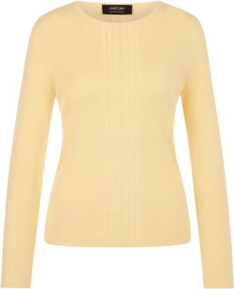 Marc Cain Pullover aus Baumwollmischung mit Jacquard-Print - - Knitwear - Damen - Gelb - S