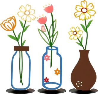 Generico Vasen-Set, 3-teilig, aus Metall, Blumenvase, &auml;sthetische Dekoration f&uuml;r Zuhause, f&uuml;r Wand, Schreibtisch,, Schlafzimmer, Wohnzimmer, K&uuml;che, Wohnung, B&uuml;