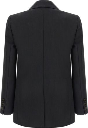 Elisabetta Franchi Double-Breasted Virgin Wool Blazer - Black
