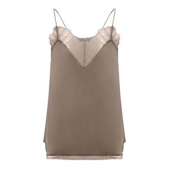 Iro Iro, Femme, Tops, Vert, Taille: 40 FR Pleated Silk Cami