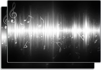 Wallario 2er Set Fr&uuml;hst&uuml;cksbrettchen aus Glas, Glasunterlage, Glasbrettchen Noten der Musik in schwarz und wei&szlig;, Gr&ouml;&szlig;e 30 x 20 cm, Sicherheitsglas