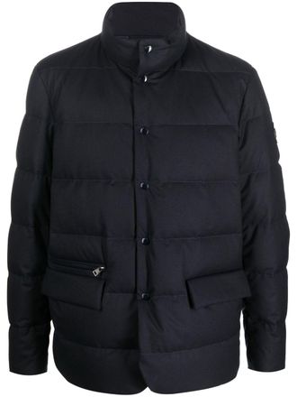 Woolrich Gef&uuml;tterter Mantel mit Logo-Patch - Blau
