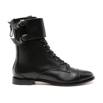 Alexandre Birman Leder-Schn&uuml;rstiefeletten mit Schnallendetail - - Shoes - Damen - Schwarzk - 36 1/2 EU
