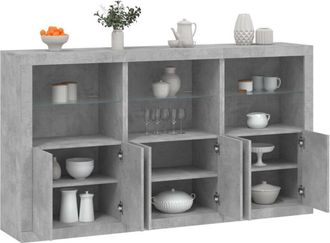 vidaXL Vidaxl - Buffet avec lumi&egrave;res led gris b&eacute;ton 181,5x37x100 cm