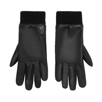 Ami Schwarze L&auml;ssige Schaffellhandschuhe - - Accessories - Herren - Schwarzk - 7 IN