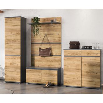 Germania home24 Garderobenset Lissabon III 4-teilig 276 x 200 x 40cm Braun