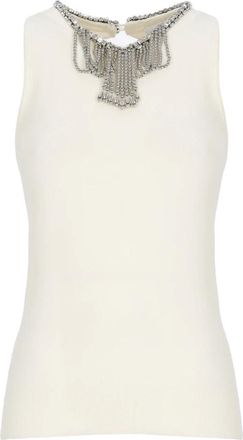 Paco Rabanne Femme, Tops, Blanc, Taille: 38 FR Pendant-Embellished Viscose Top