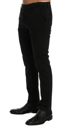 Costume National Mens Black Slim Fit Cotton Stretch Pants