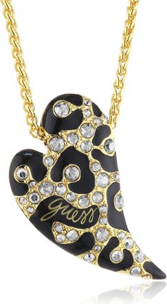 Guess Guess Damen-Collier Edelstahl vergoldet Emaillel schwarz Kristalle UBN70201