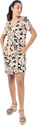 Coton Du Monde | Robe Courte élégante en Coton Claudia Noire et Beige 48