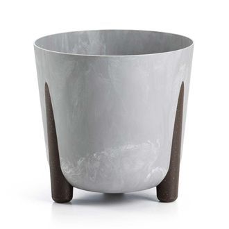 HowHomely Schwarz Blumentopf Kunststoff mit Braunen F&uuml;&szlig;en | ECO Pflanzschalen &Oslash; 25,5 x H 25,3 cm | Leichter und Stabiler Blumen&uuml;bertopf f&uuml;r Indoor oder Balkon u