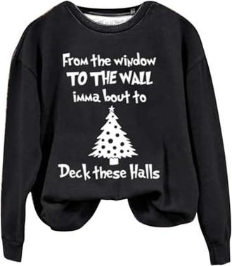 Generic Pull de Noël pour femme - Chemises de Noël amusantes et moches - Imprimé graphique festif - Pull à manches longues - Style décontracté - Pour fêtes de