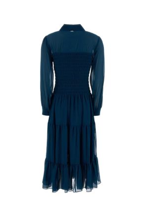 Michael Kors Womens Blue Georgette Shirt Dress River Recycled Polyest Er Polyester Abiti
