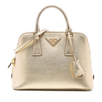 Prada Gold Small Saffiano Lux Promenade Satchel