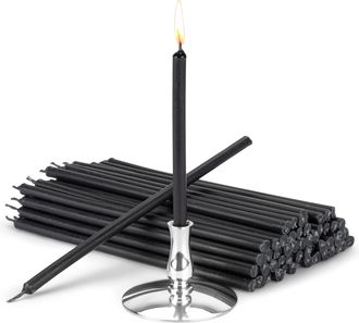 NKlaus Kerzenhalter mit 200g Stabkerzen schwarz Tropf- Ru&szlig;frei L 16cm Paraffin 40021