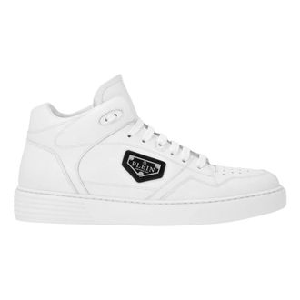 Philipp Plein unisex, Chaussures, Blanc, Taille: 44 EU Baskets Montantes en Cuir Nappa