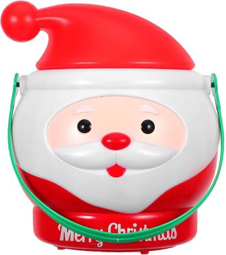 Hemoton Weihnachtseimer aus Kunststoff mit Griffen - Led-weihnachtseimer, Runde Eimer, K&uuml;chendekoration f&uuml;r Die Winterfeiertagsparty (ohne Batterie)