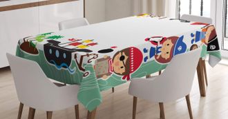 Abakuhaus Party Tischdecke, Piraten Kinder Schiff, Für den Inn und Outdoor Bereich geeignet Waschbar Druck Klar Kein Verblassen, 140 x 200 cm, Mehrfarbig