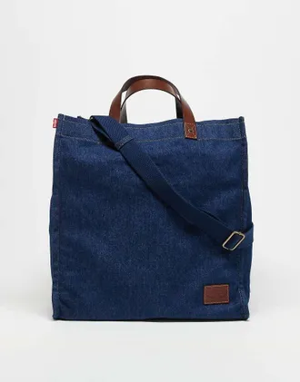Levi's Heritage - Cabas en denim avec finitions en cuir - D&eacute;lavage fonc&eacute;-Bleu marine