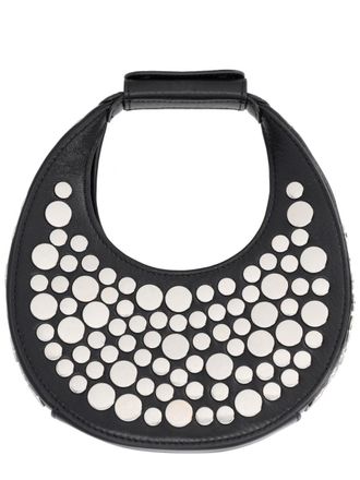 Staud Womens Good Night Moon Bag Black Cow Leather Handbags Hand
