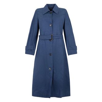 Moorer Desiree Langer Mantel mit G&uuml;rtel - - Coats - Damen - Blau - XS