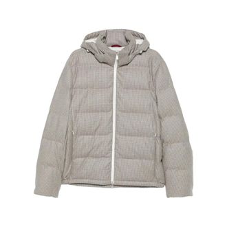 Brunello Cucinelli Veste matelass&eacute;e &agrave; motif pied-de-poule - Homme - Vestes - Gris - Taille: L