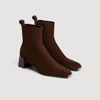 Sandro Bottines en su&egrave;de et embout m&eacute;tal