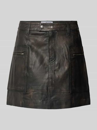 Selected Lederrock mit Rei&szlig;verschlusstaschen Modell NANA
