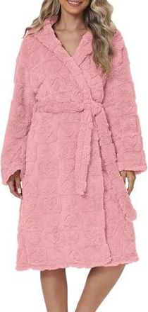 Generic Peignoir de bain en flanelle douce, chaud pour femme dhiver chaud peignoir confortable moelleux manteaux pour la maison avec poches uni flanelle peluc