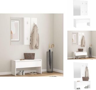 vidaXL Garderoben-Set Wei&szlig; Holzwerkstoff - Flurbank - Holzbank - Garderobe - Schuhschrank - Eingangsbereich M&ouml;bel