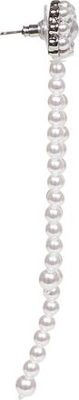 Self Portrait Pearl-Embellished Bow Drop Earrings - Silver