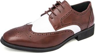 Minitoo Chaussures basses à lacets pour homme - Fashion Business Oxfords, Y87206 Marron Blanc, 45 EU